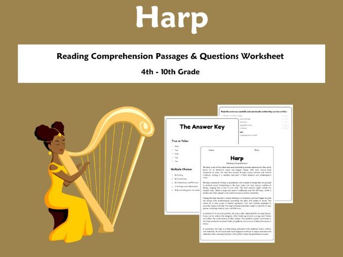 Harp: Reading Comprehension Passages & Questions Worksheets | Teaching ...
