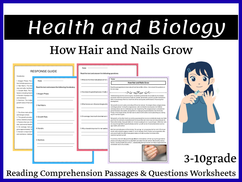 How Hair and Nails Grow Reading Comprehension Passages & Questions ...