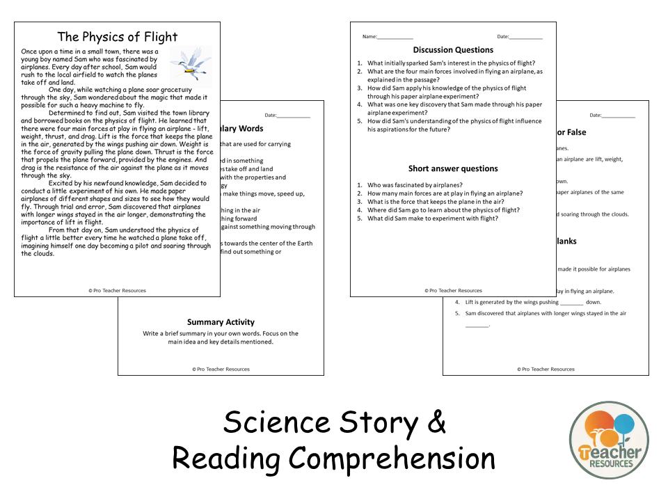 The Physics of Flight Reading Science Story Comprehension Questions ...