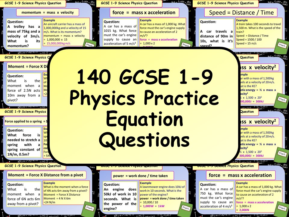 140 KS4 GCSE AQA Physics Science Equation Practice Questions 