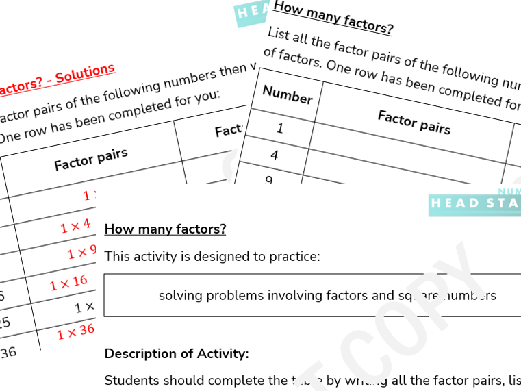 Head Start How many Factors? | Teaching Resources