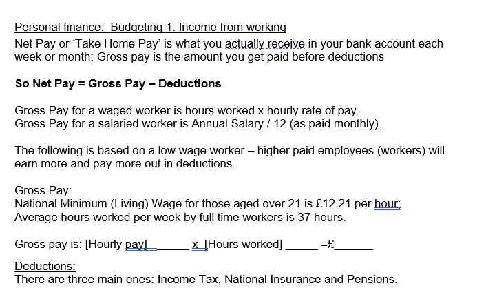 Personal finance 2025: Income & spending (worksheets) | Teaching Resources