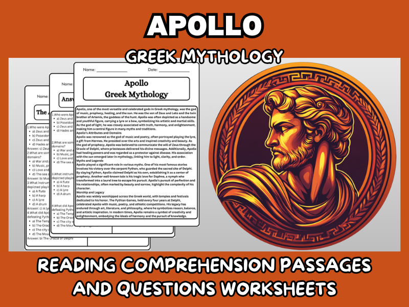 Apollo - Greek Mythology Reading Comprehension Passages and Questions ...