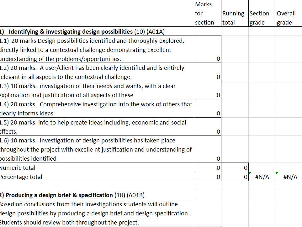 AQA 8552 tracking excel mark grid and word notes | Teaching Resources