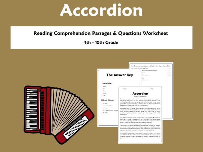 Accordion: Reading Comprehension Passages & Questions Worksheets ...