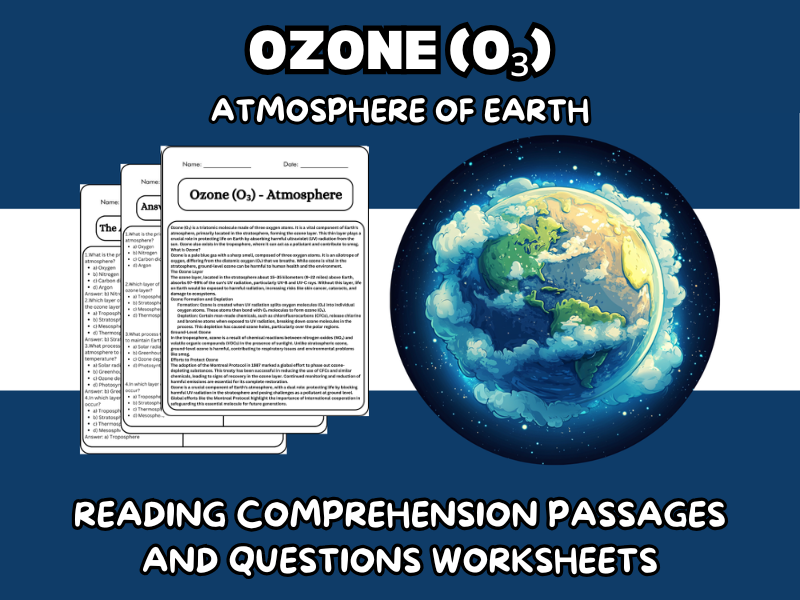 Ozone (O₃) - Atmosphere of Earth Reading Comprehension Passages and ...