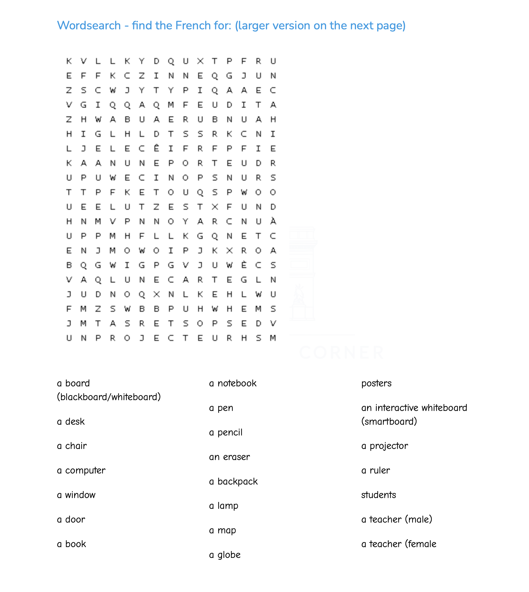 FREE KS3 French: Describing a Classroom — Vocabulary & Games | Teaching ...