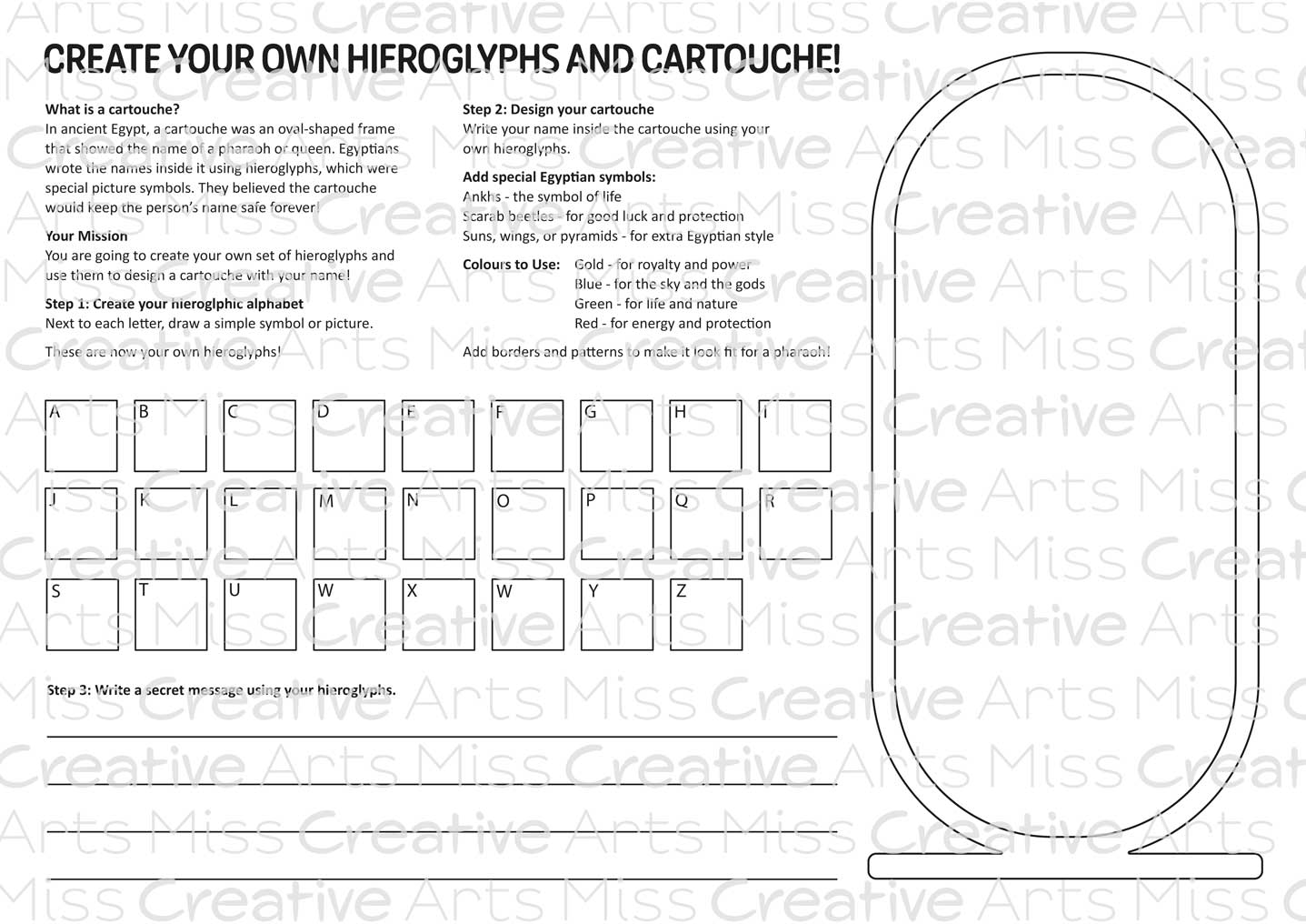 Ancient Egyptian Hieroglyphs and Cartouche | Teaching Resources