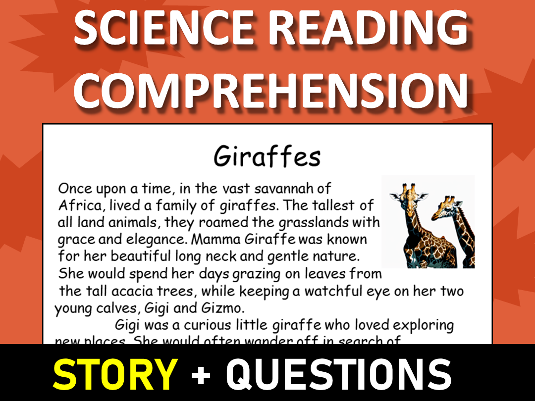 Giraffes Reading Science Story Comprehension Questions Worksheet ...