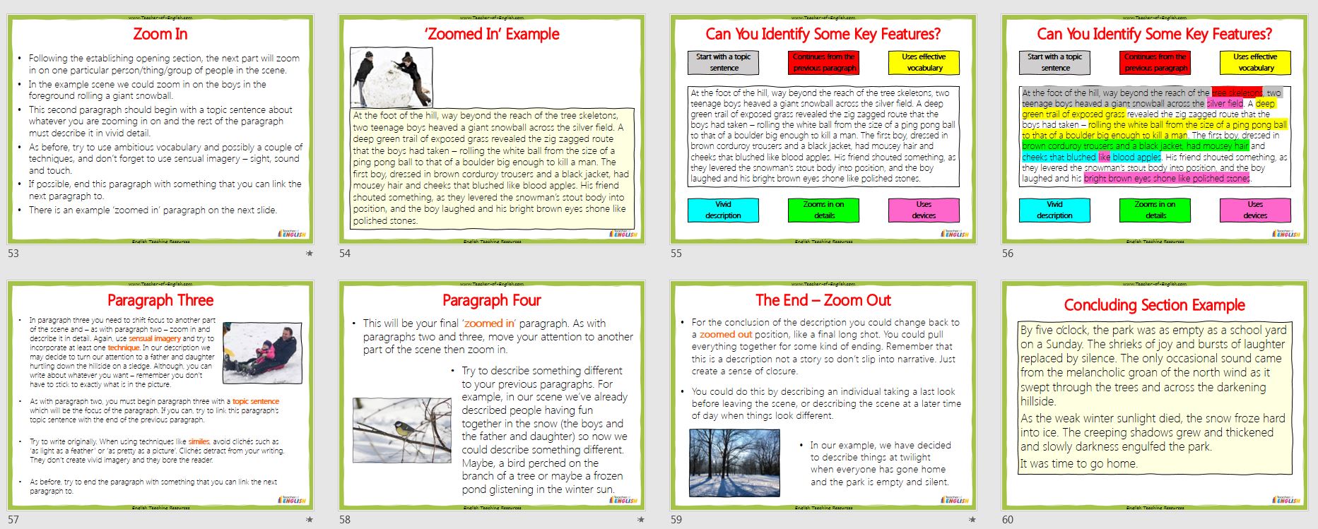 AQA GCSE Descriptive Writing Teaching Resources