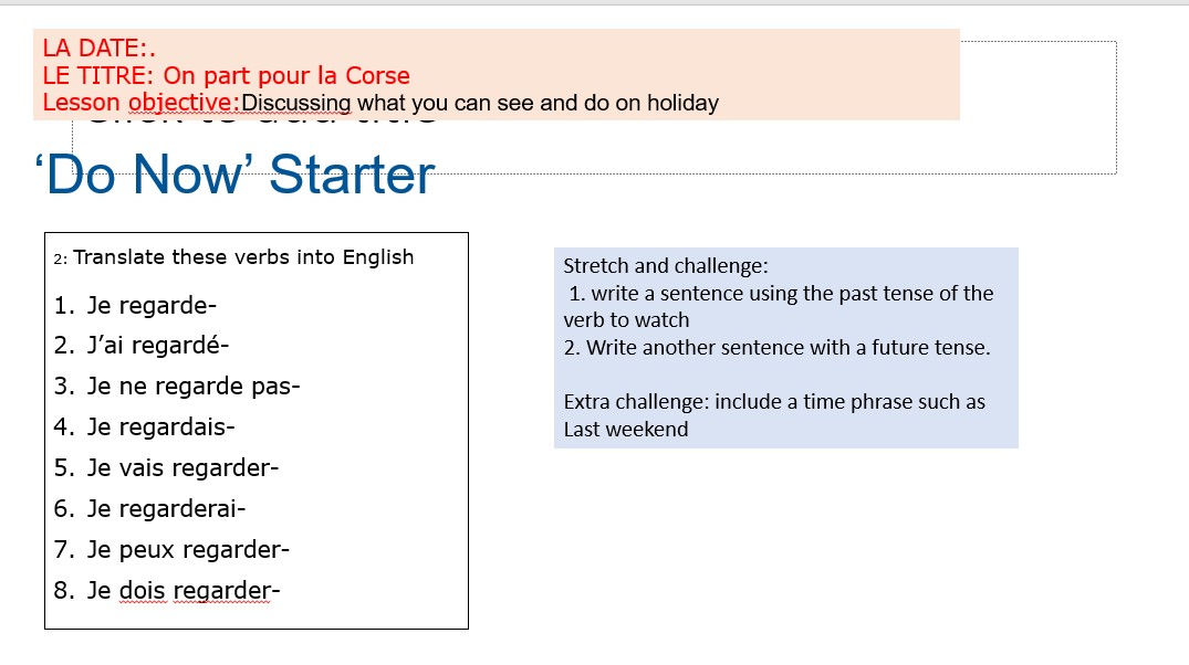 NEW GCSE AQA Foundation module 5 Numéro Vacances unit 2: On part pour ...