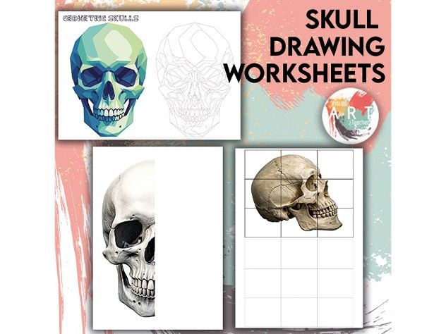 Geometric & Realistic Skull Drawing Practice Pack | Art Reference ...
