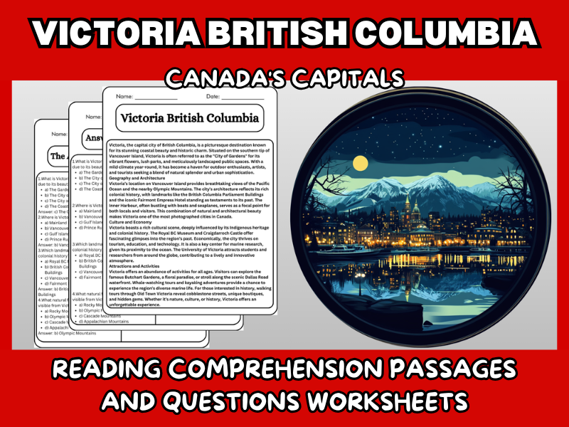 Victoria British Columbia - Canada’s Capitals Reading Comprehension ...