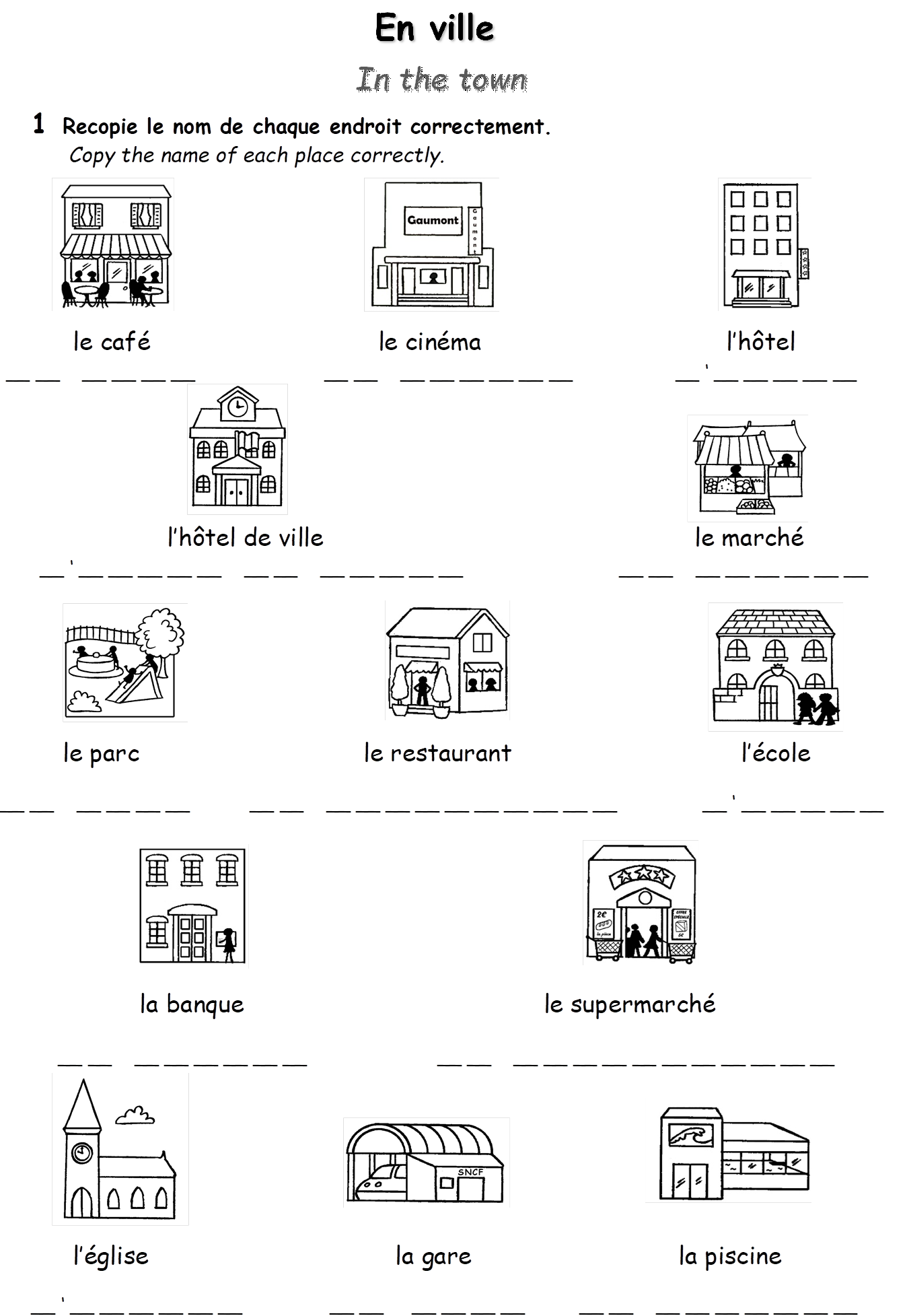 FRENCH TOPICS: EN VILLE-IN TOWN-ACTIVITY BOOKLET | Teaching Resources