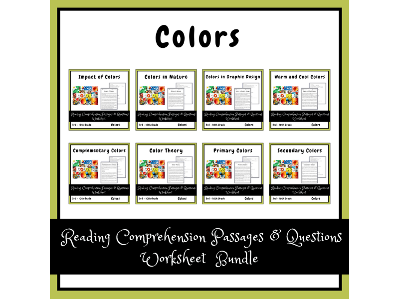 Colors Reading Comprehension Passages & Questions Worksheets Bundle ...