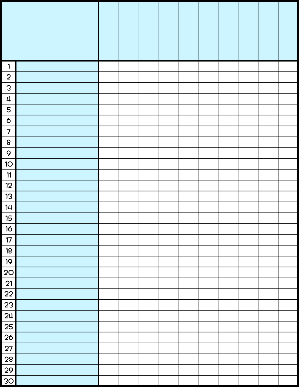 Blank Class List Templates - 6 Printable Colored Templates | Teaching ...