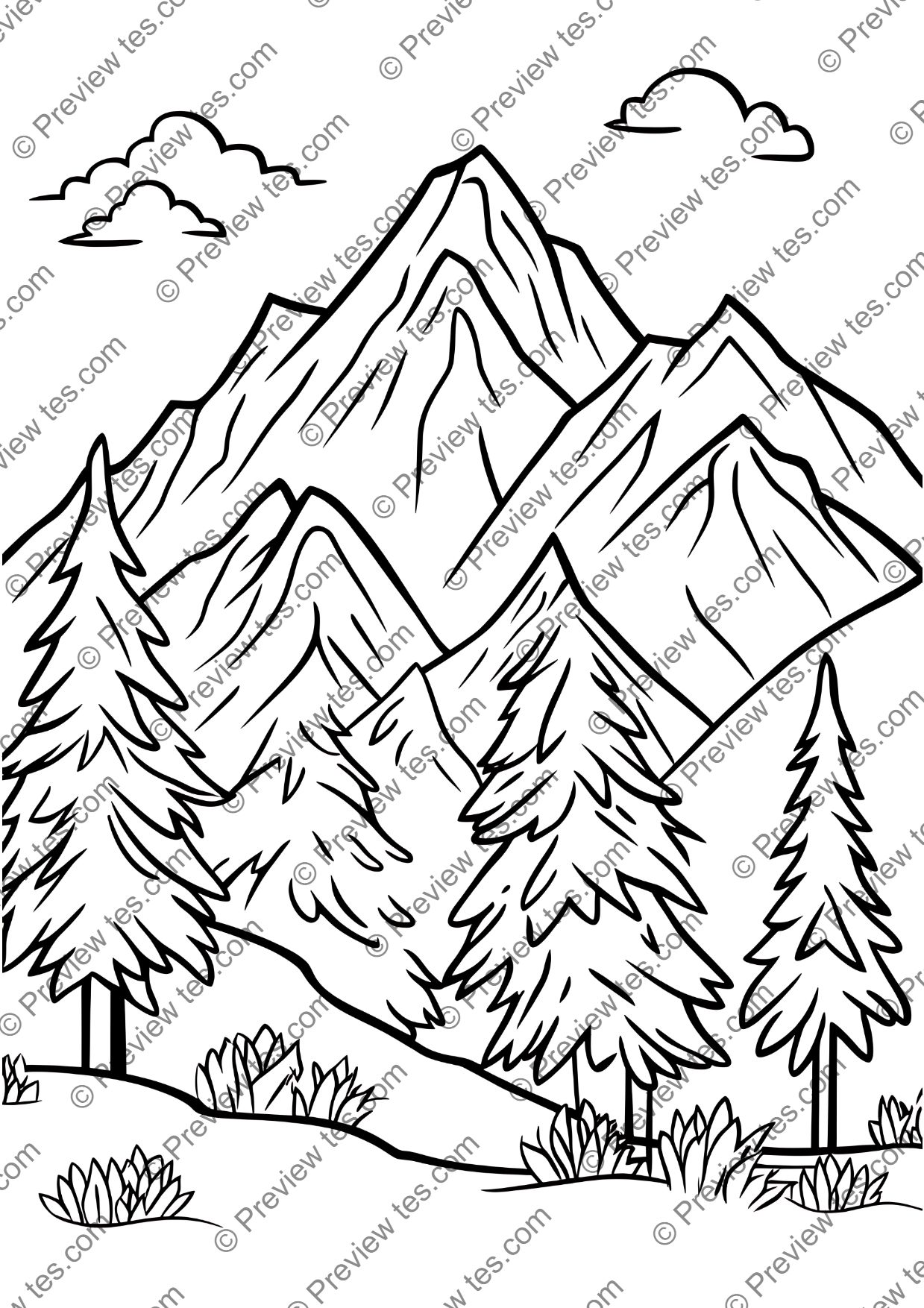 Mountains Colouring Pages | Relaxing Nature Art for Kids | Printable ...