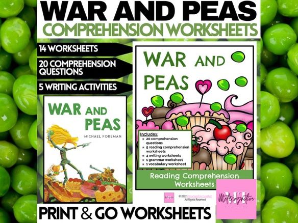 War and Peas Mentor Text & Book Companion Worksheets | Teaching Resources