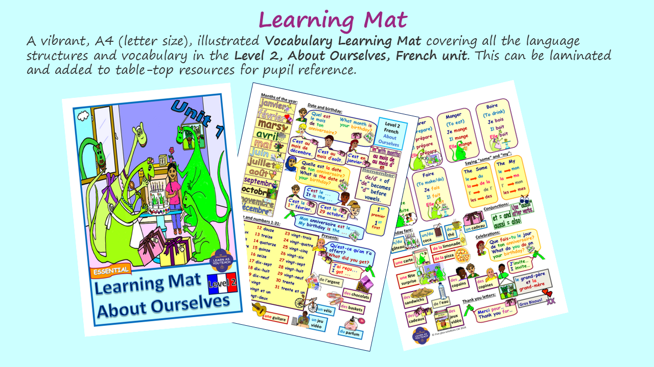 KS2 FRENCH: YEAR 4 LEARNING MAT - ABOUT OURSELVES | Teaching Resources