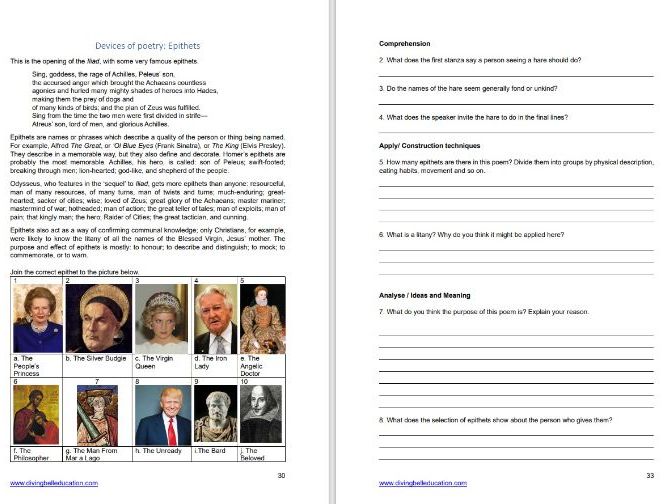 Devices of Poetry: Epithet | Teaching Resources