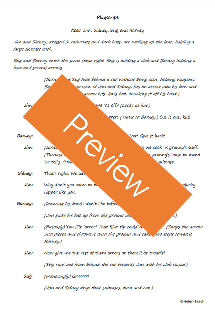 Stig of the Dump Playscript Example, Feature Sheets, Answers & Extract ...