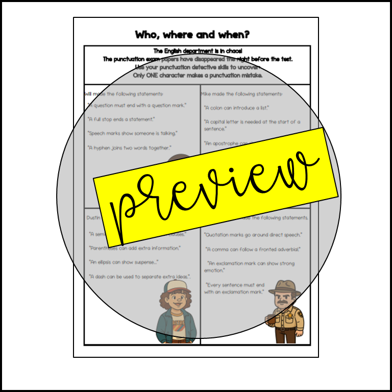 Punctuation Murder Mystery | KS2–KS3 English | Stranger Things Themed ...