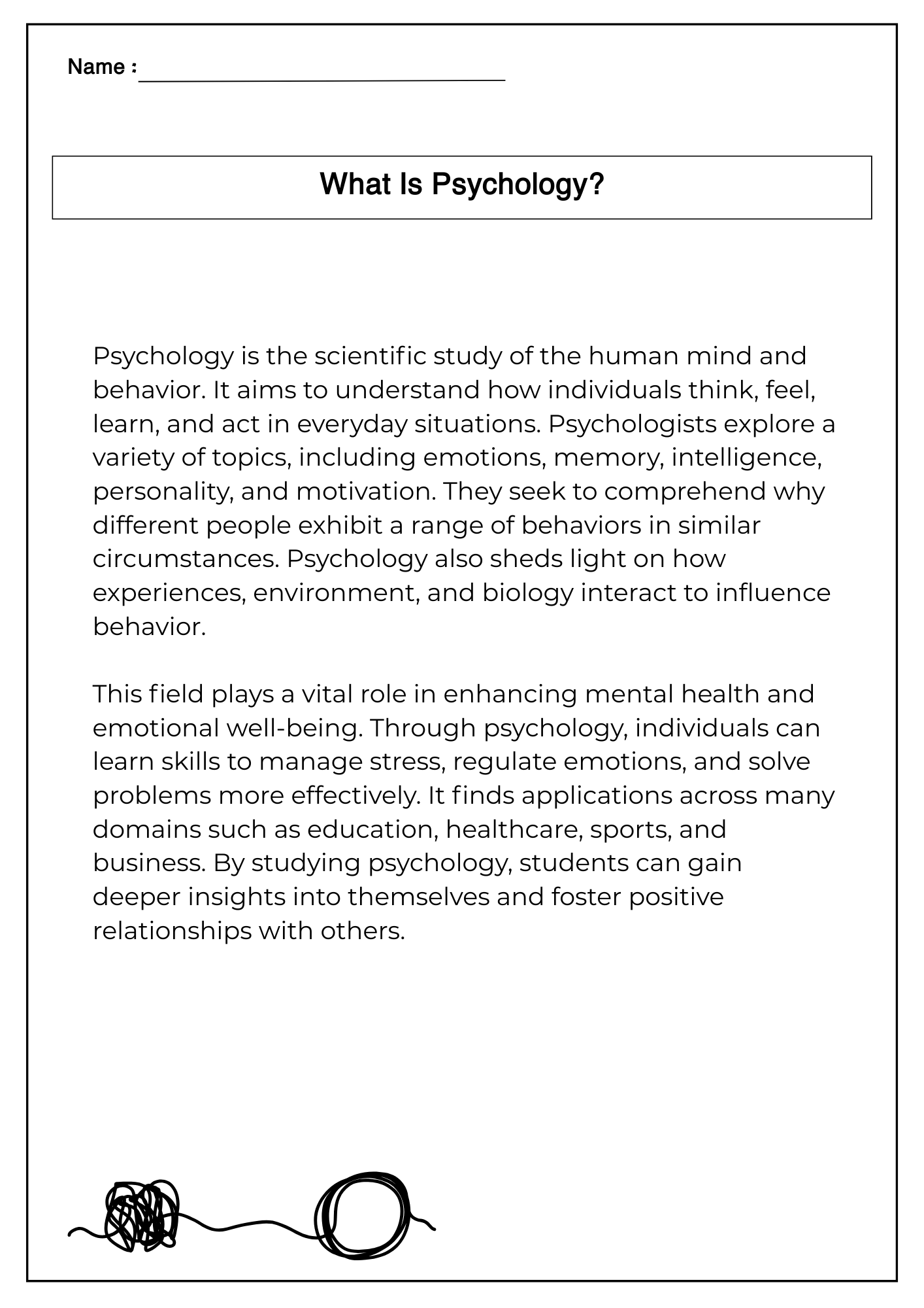 What Is Psychology Reading Comprehension Passages & Questions ...