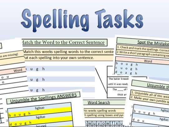 Spelling Tasks ough Words Year 5 6 Upper KS2 Spelling Tasks NEW For 