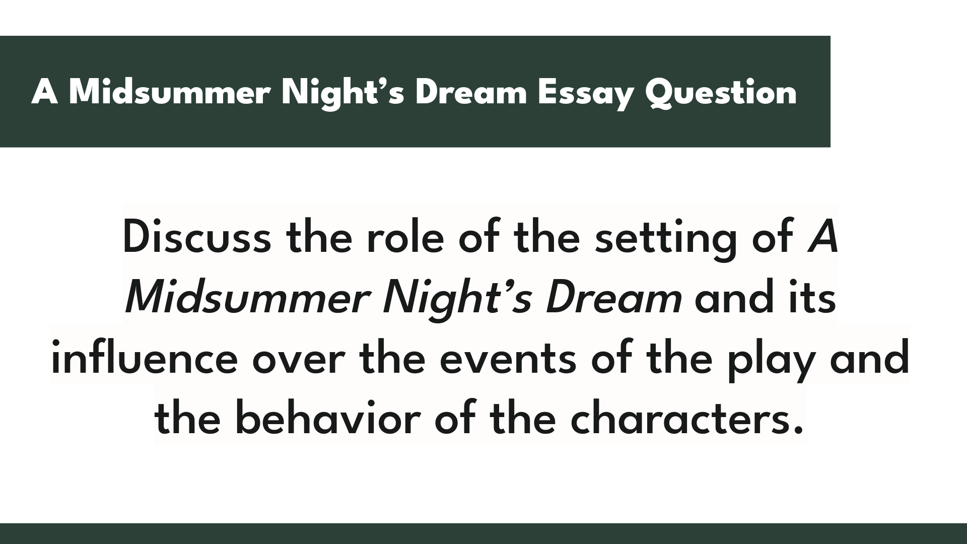 A Midsummer Night's Dream by William Shakespeare Essay Questions ...