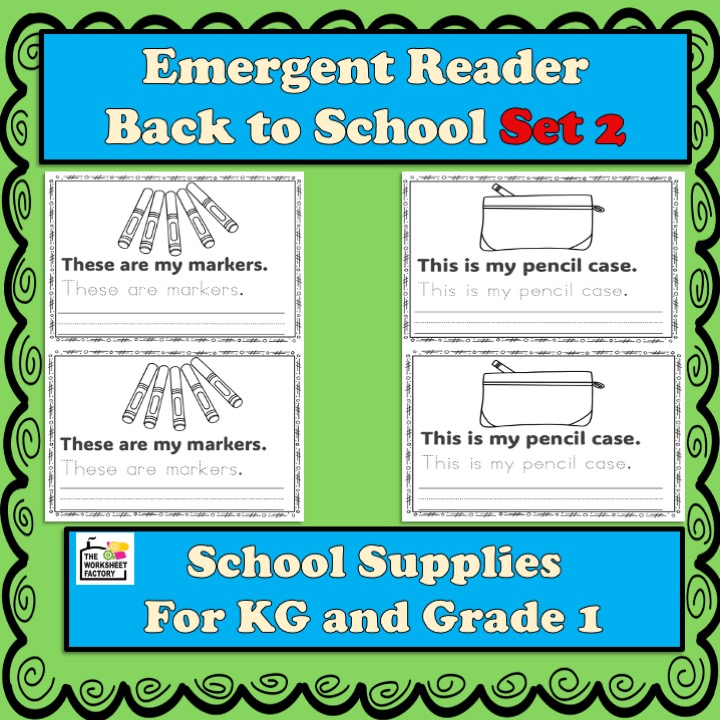 Back to School Set 2 Emergent Reader KG -1st Grade- School Supplies ...