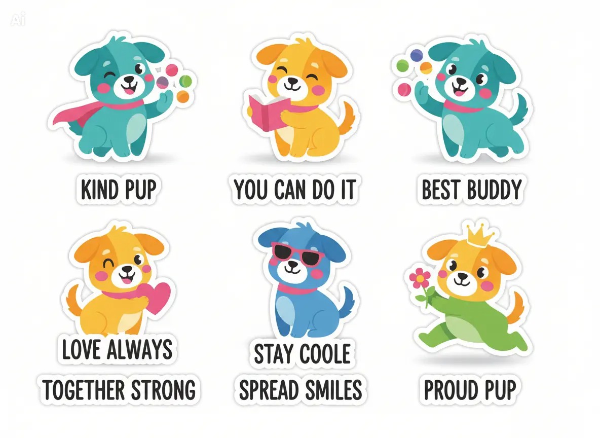 Positive Paws Dog Sticker Pack | Fun & Uplifting Stickers for Kids ...