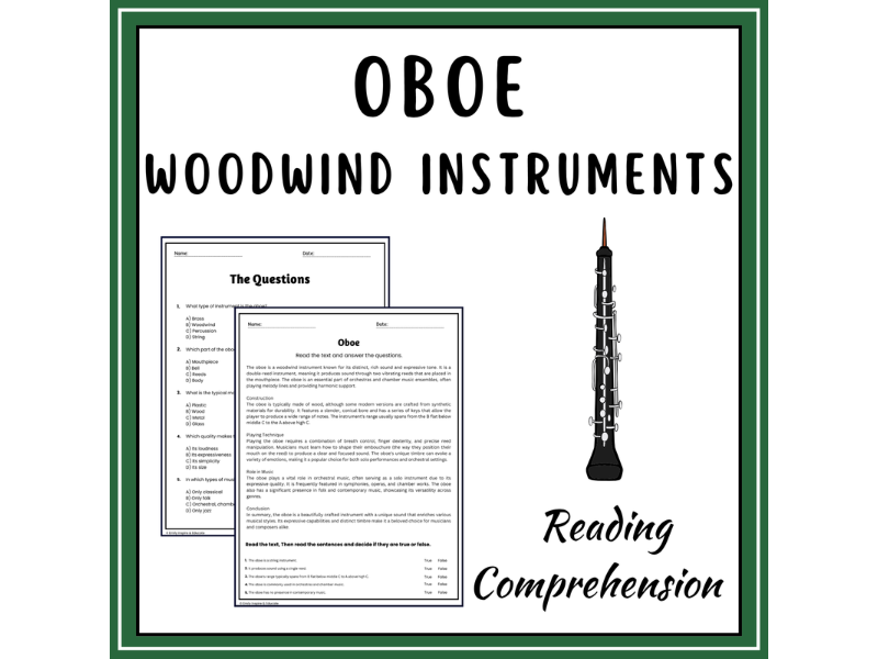 Woodwind Instruments Reading Comprehension Passages & Questions ...