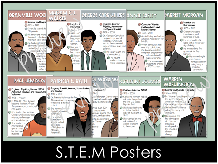Black History Month Posters STEM Careers African Americans Scientists ...