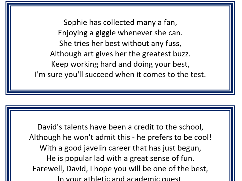 Year 6 Leavers Poems Teaching Resources Year 6 Leavers Poems Teaching Resources