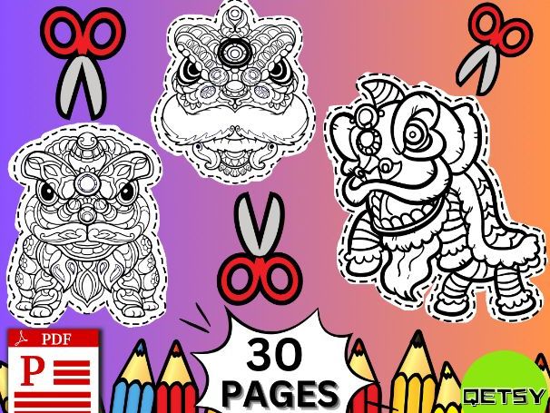 Chinese Lion Dance Scissors Skills | 30 Lunar New Year Cutting Practice ...