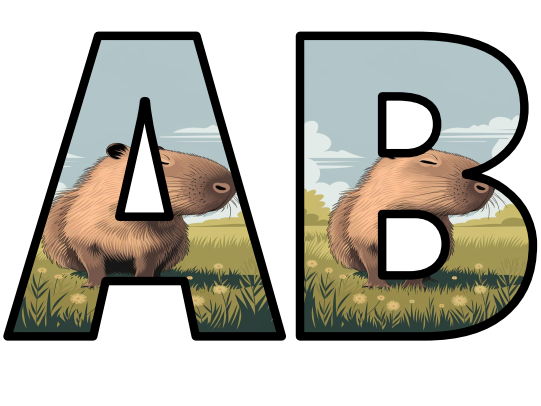 Capybara Cute Pet Animal Creature Lettering Set Display Title Letters ...