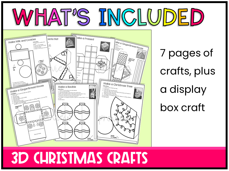 3D Shapes Christmas Crafts Ornaments Nets | Teaching Resources