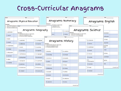 Cross-curricular Literacy Anagrams | Teaching Resources