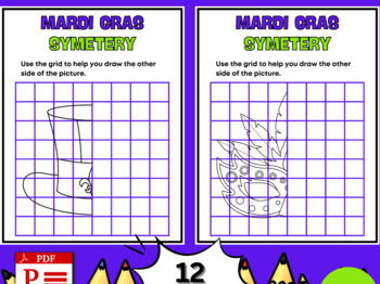 Mardi Gras Lines of Symmetry – 12 Fun Drawing Reflection Worksheets ...