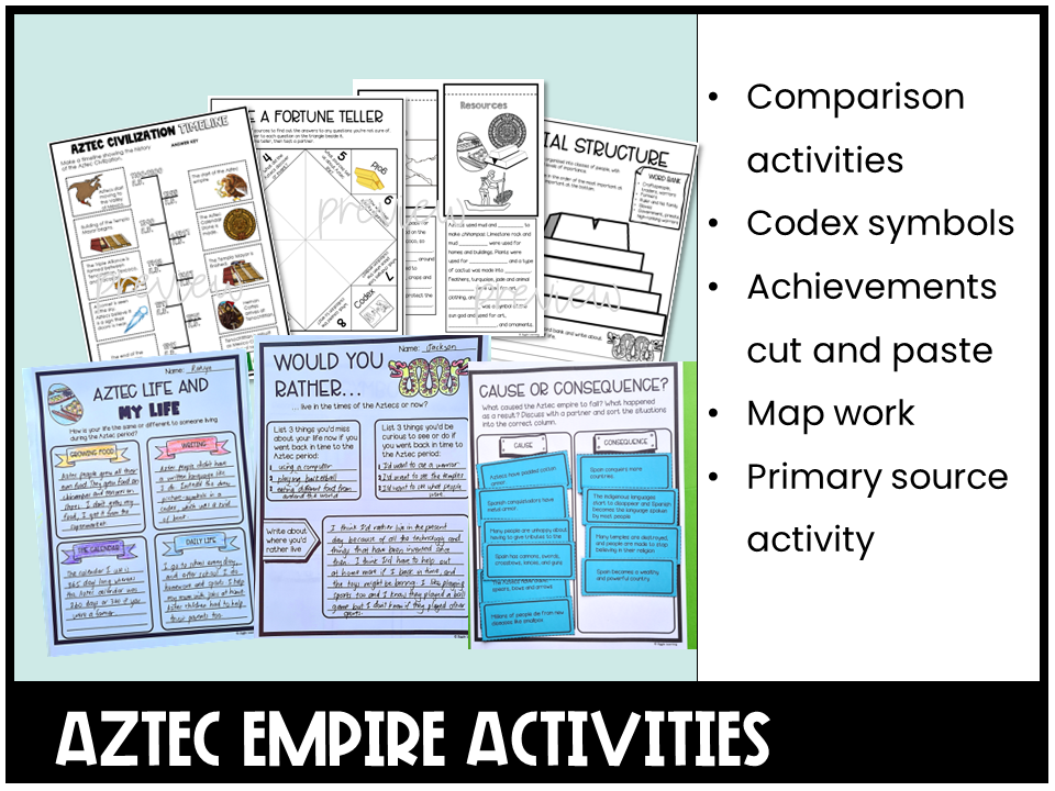 Aztec Empire Activities, Research Organisers, Timeline, KS2 | Teaching ...