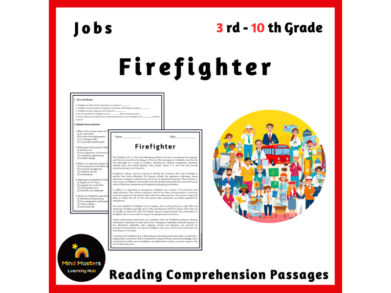 Firefighter Career Reading Comprehension Passages & Questions ...