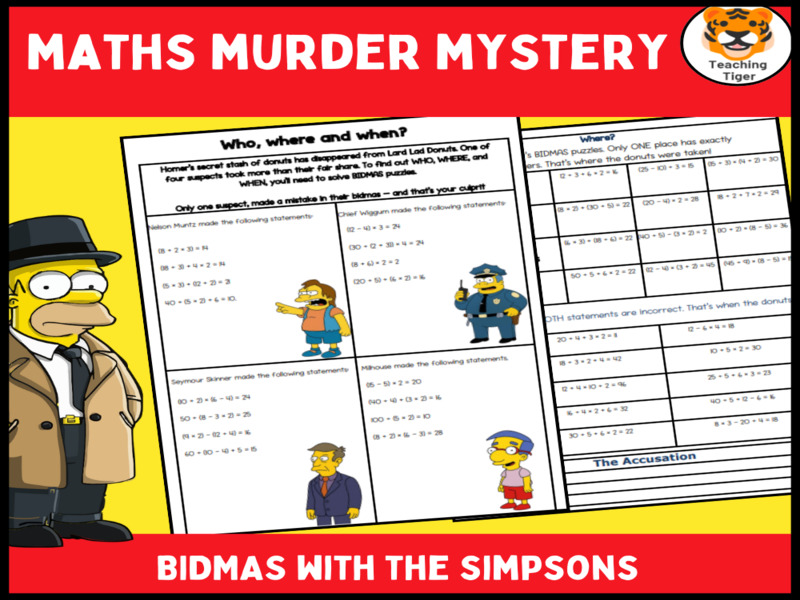 The Simpsons BIDMAS Maths Mystery – Fun KS2/KS3 Order of Operations ...