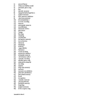 Memory Word Scramble for a Psychology Class | Teaching Resources