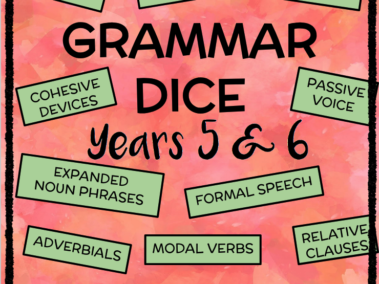 Grammar Dice for Years 5 and 6 by erinbrasington | Teaching Resources