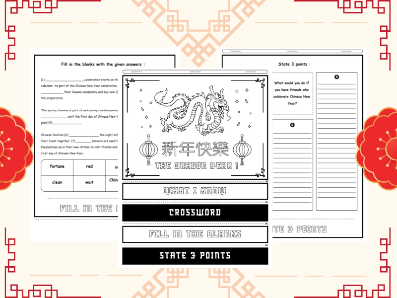Chinese New Year Flip Book : Interactive Reading and Writing Craft for ...
