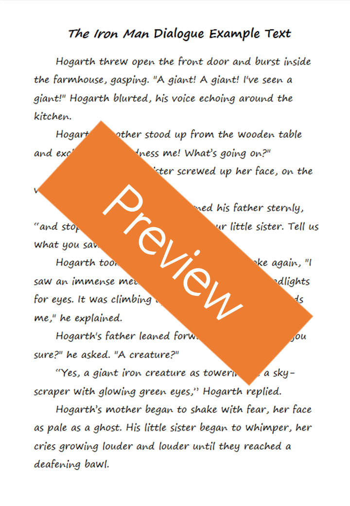 The Iron Man Dialogue Writing Example Text, Feature Identification ...