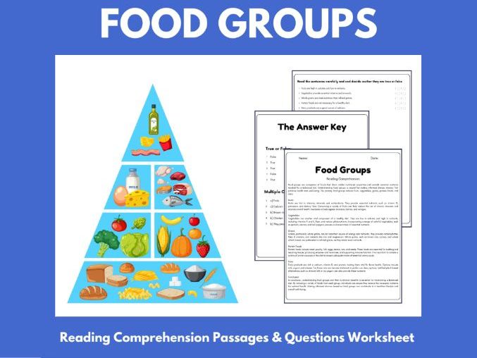 Food Groups: Reading Comprehension Passages & Questions Worksheets ...