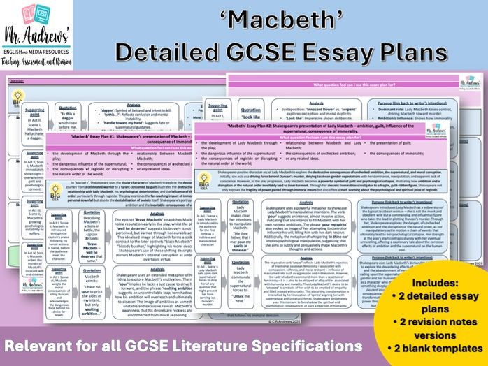 'Macbeth' GCSE Essay Plans | Teaching Resources