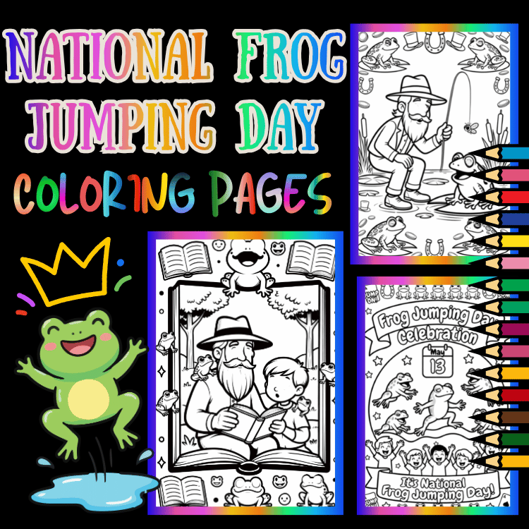 National Frog Jumping Day May 13 Coloring Pages | Mark Twain NO PREP ...