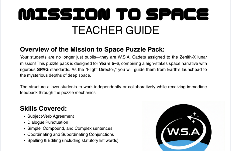 KS2 SPaG Puzzle Pack | Codebreaker Missions | Mission to Space | Year 5 ...